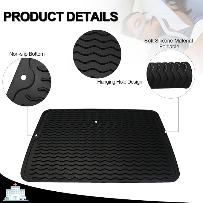 CPAP Store USA Black Non-Slip Silicone Protector Mat Pad for CPAP or ...